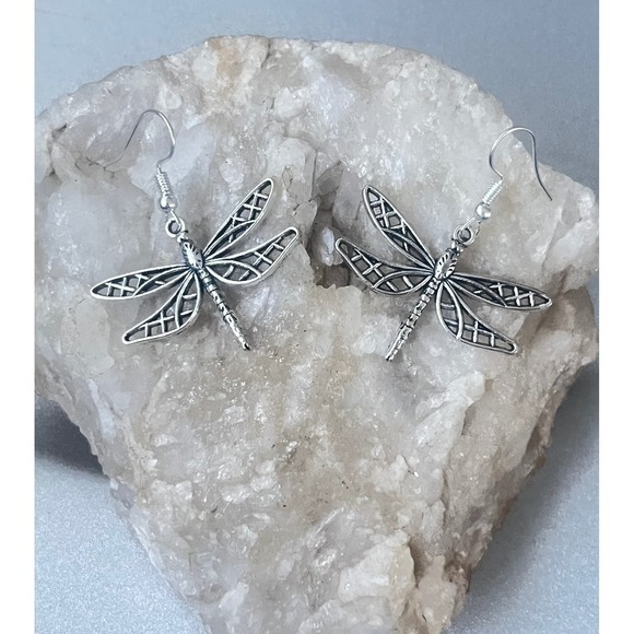 Jewelry | New Antique Sterling Silver Dragonfly Dangle Earrings Insect ...